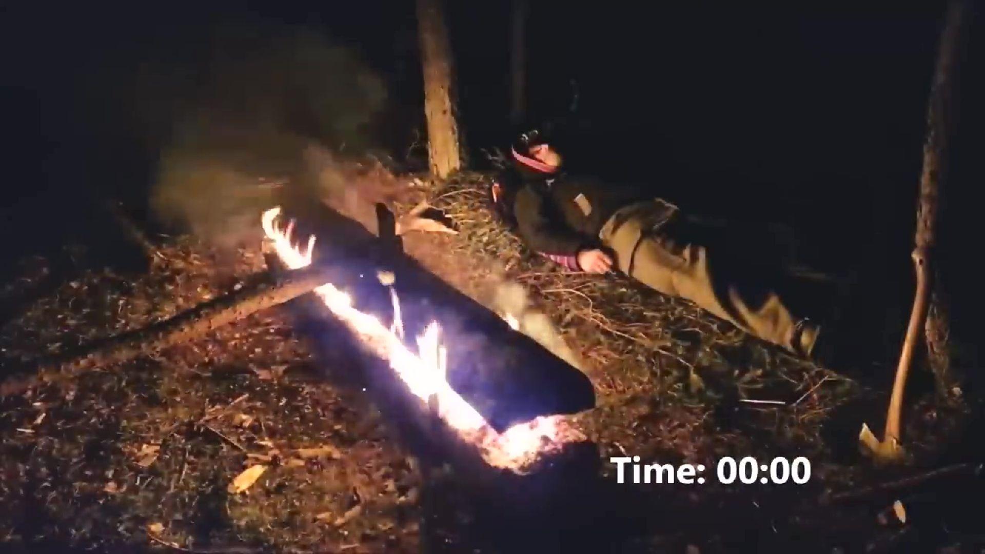 Making a Sami nuorssjo - the best long log fire