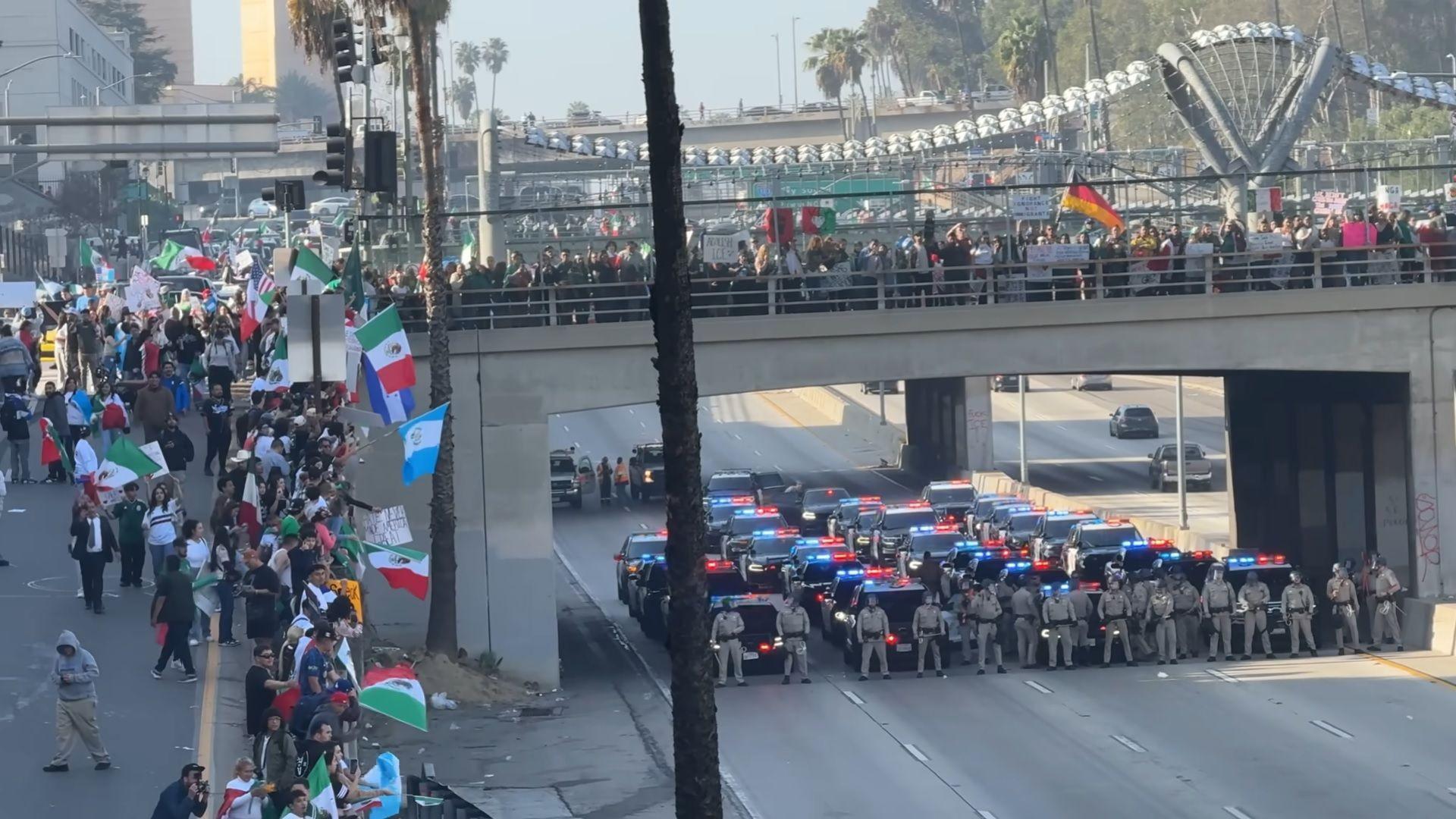 RIDING IN MASSIVE PROTESTS TAKING OVER LA STREETS.. *FOOTAGE*